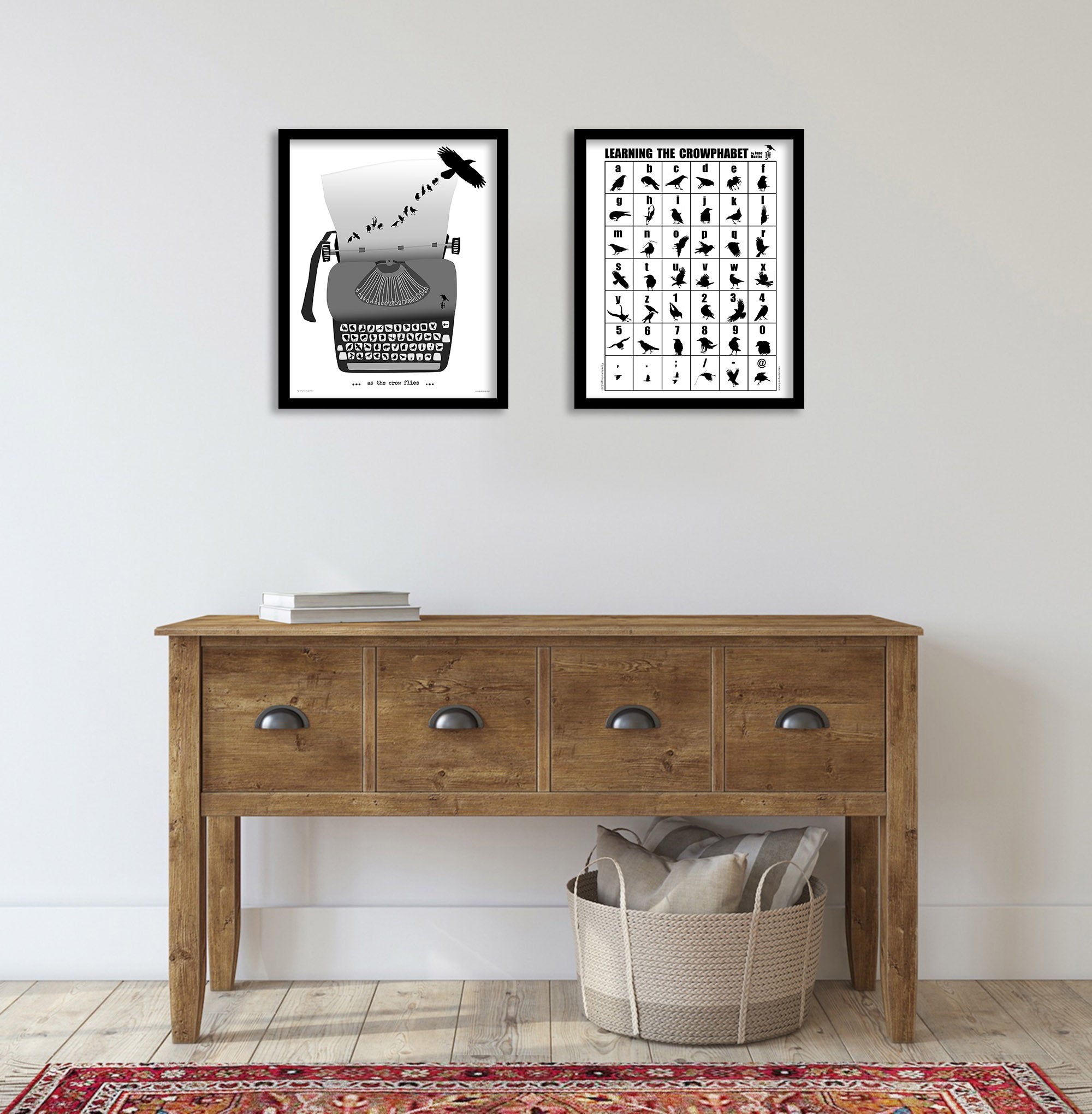Black and White Crow Posters - Fine Art by June Hunter